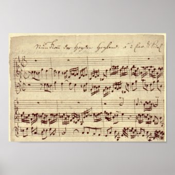 Old Music Notes - Bach Music Sheet Poster | Zazzle