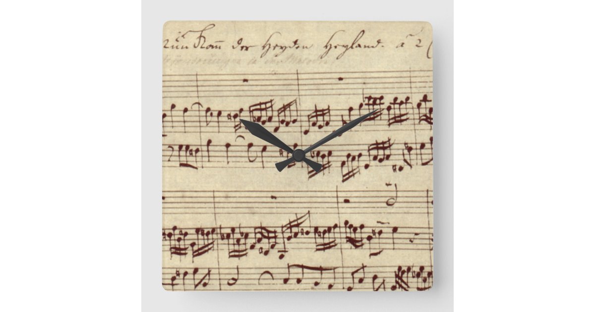 Old Music Notes - Bach Music Sheet Square Wall Clock | Zazzle