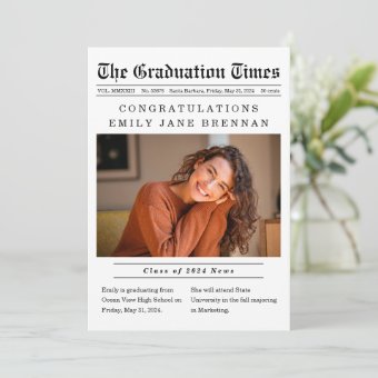 Old Newspaper Graduation Announcement Invitation | Zazzle