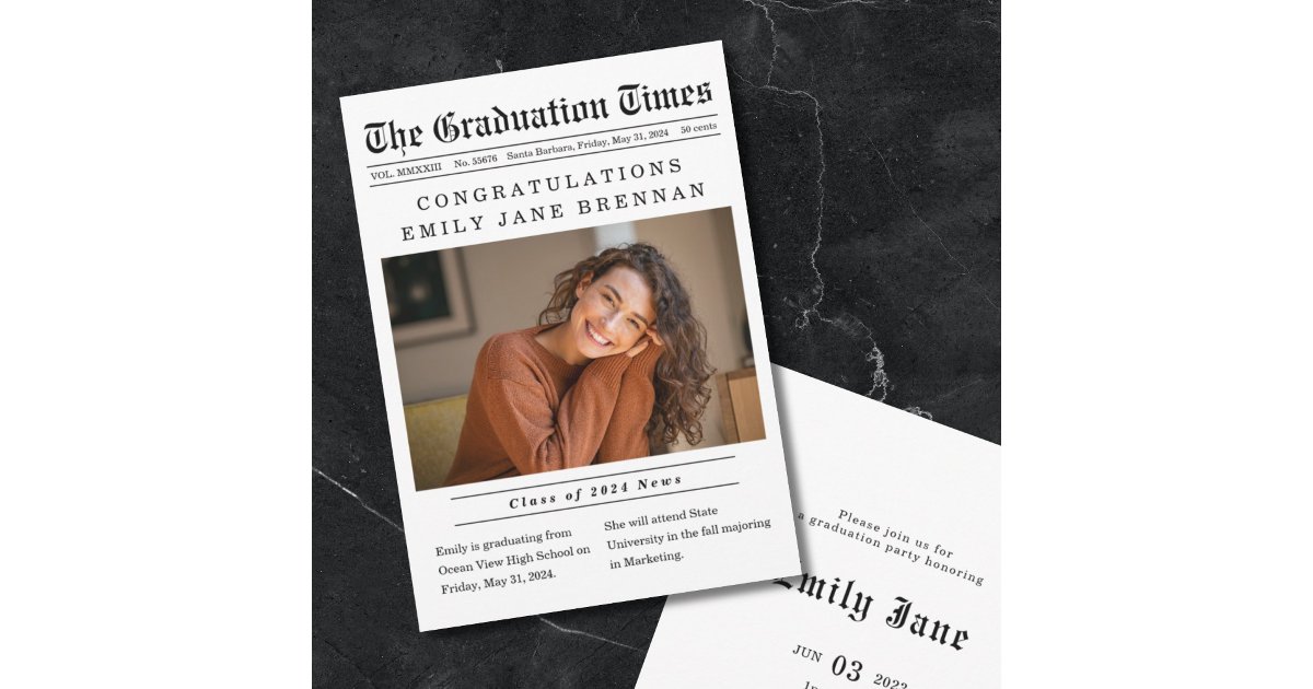Old Newspaper Graduation Announcement Invitation | Zazzle