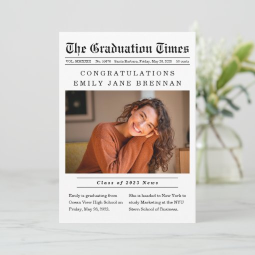 Old Newspaper Graduation Announcement Invitation | Zazzle