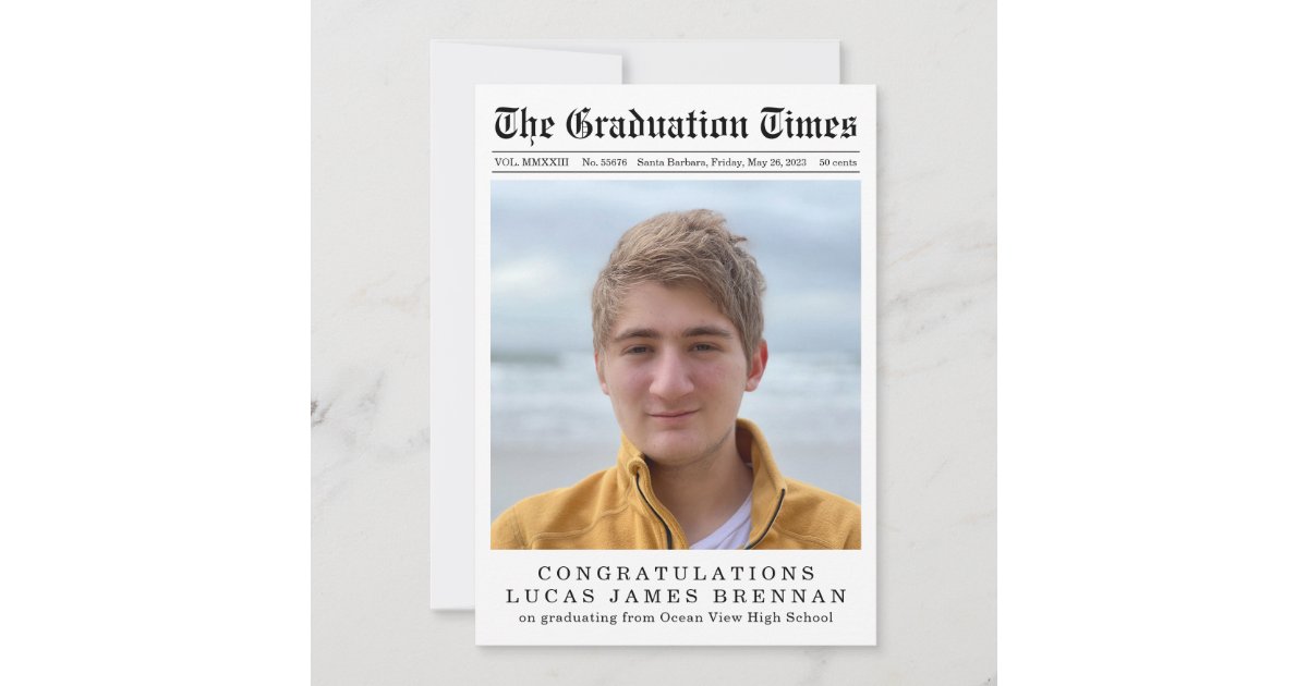 Old Newspaper Style Graduation Announcement | Zazzle