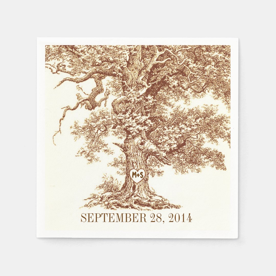 old oak tree - love tree paper napkins | Zazzle