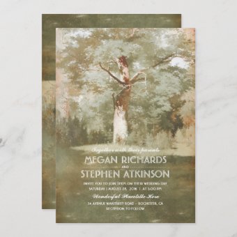 Old Oak Tree Rustic Country Wedding Invitation | Zazzle