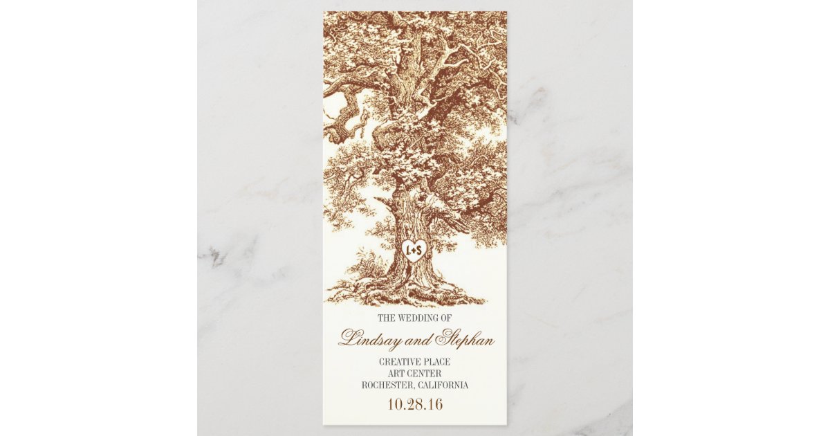 old oak tree rustic wedding programs | Zazzle
