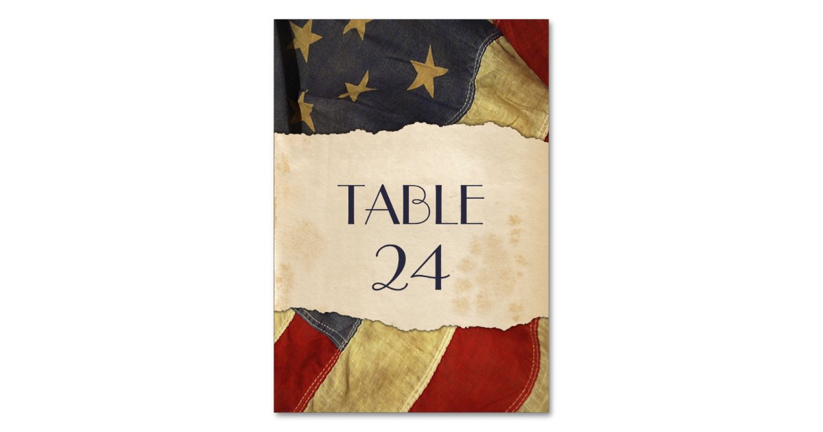 Old Patriotic Vintage Flag Military Wedding Table Number | Zazzle