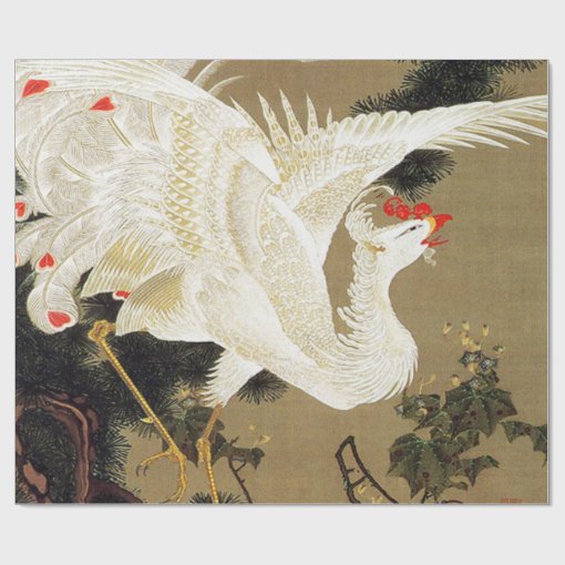 Old Pine Tree and White Phoenix by Ito Jakuchu Wrapping Paper | Zazzle