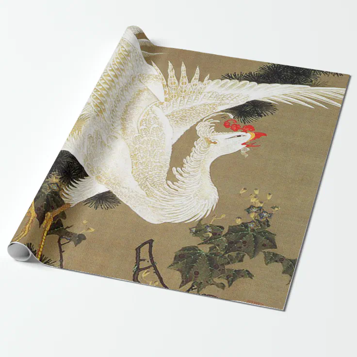 Old Pine Tree and White Phoenix by Ito Jakuchu Wrapping Paper | Zazzle