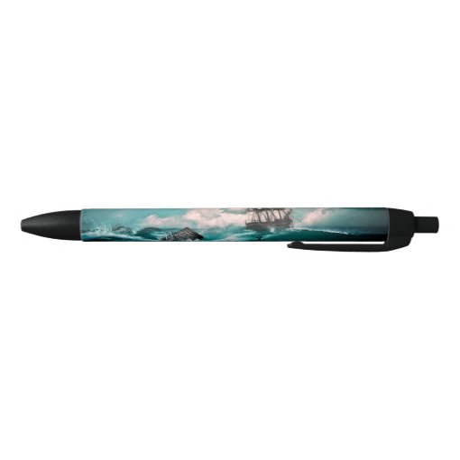 Old Pirate Ship on Vibrant Stormy Ocean Pen | Zazzle