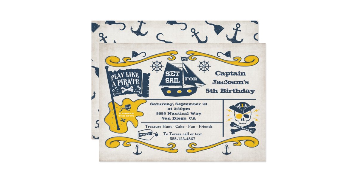 Old Pirate Ticket Nautical Birthday Party Invitation | Zazzle.com