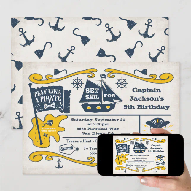 Old Pirate Ticket Nautical Birthday Party Invitation | Zazzle