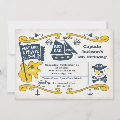 Old Pirate Ticket Nautical Birthday Party Invitation | Zazzle