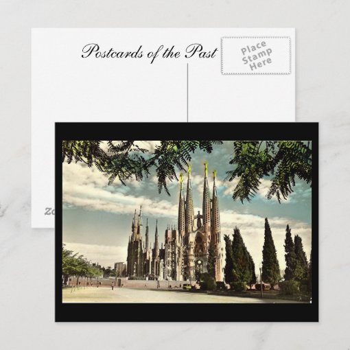 Old Postcard, Barcelona, Sagrada Familia Postcard | Zazzle
