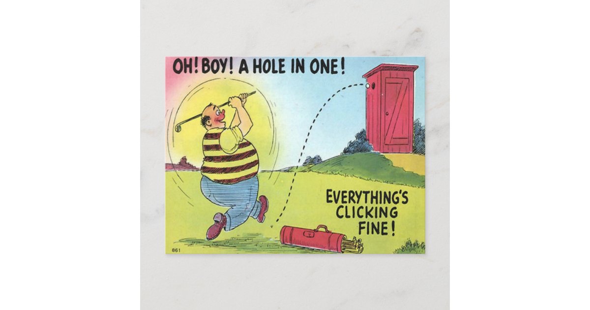 Old Postcard - Comic - Golf - Hole in One | Zazzle
