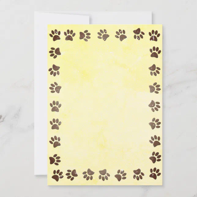 Old Print Paper Texture Paw Prints Base For Invitation | Zazzle