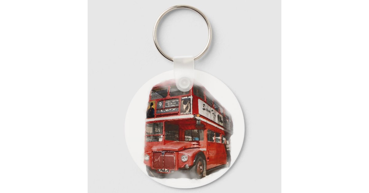 Old Red London Bus Keychain | Zazzle