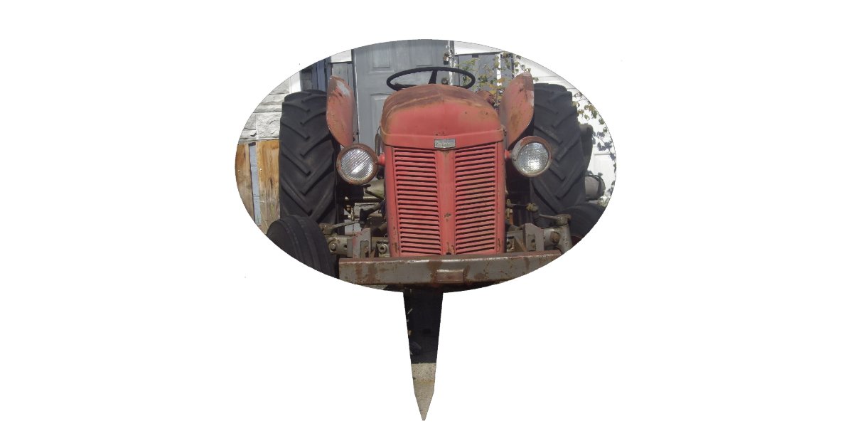 Old Red Tractor Cake Topper | Zazzle
