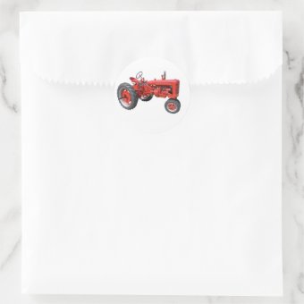 old red tractor classic round sticker | Zazzle