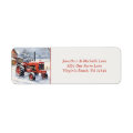 Old Red Tractor Snowy Winter Farm Address Label | Zazzle