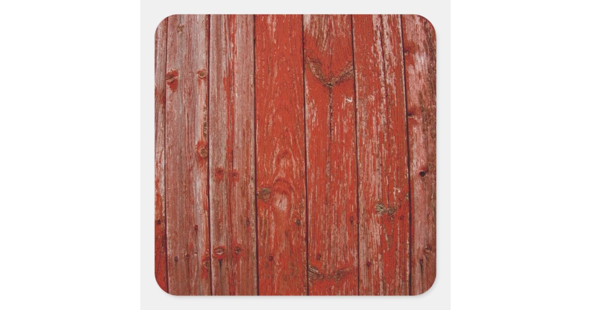 Old red wood square sticker | Zazzle