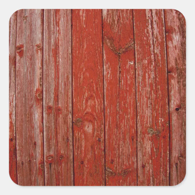 Old red wood square sticker | Zazzle