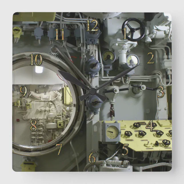 old retro submarine square wall clock | Zazzle