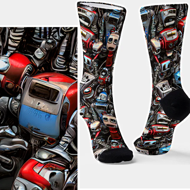 Old Robot Junkyard Industrial Technology Grunge Socks | Zazzle