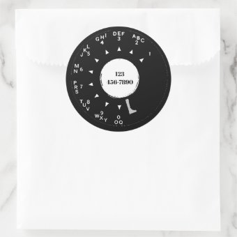 Old Rotary Phone Dial, edit phone number, Classic Classic Round Sticker ...