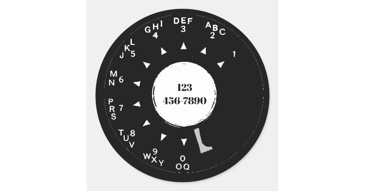 Old Rotary Phone Dial, edit phone number, Classic Round Sticker | Zazzle