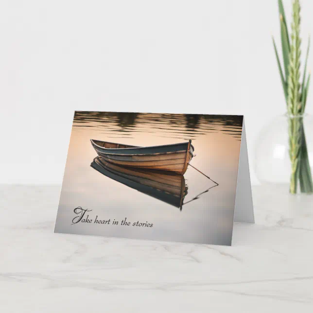 Old Row Boat on Calm Lake Sympathy Card | Zazzle