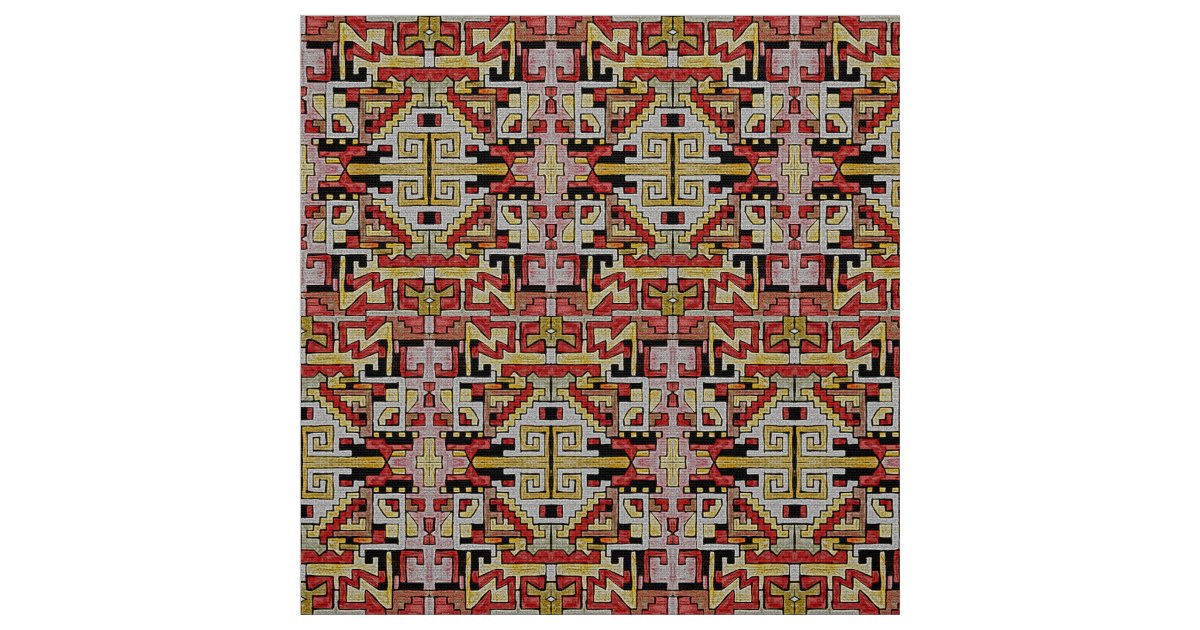 Old Rug - Geomethric Tribal/Ethnic Pattern Fabric | Zazzle