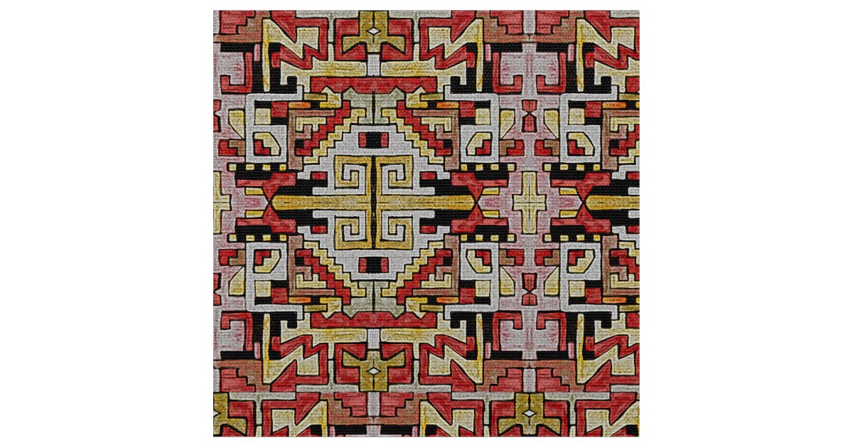 Old Rug - Geomethric Tribal/Ethnic Pattern Fabric | Zazzle