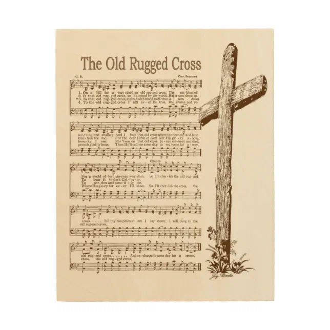 Old Rugged Cross Wood Wall Art Vintage Verses | Zazzle