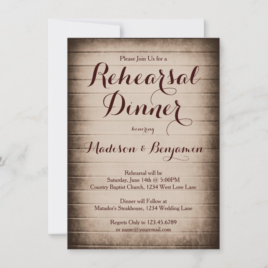Old Rustic Barn Wood Rehearsal Dinner Invitations | Zazzle