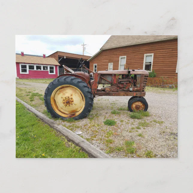 Old Rusty Antique Farm Tractor Photograph Poster Postcard | Zazzle
