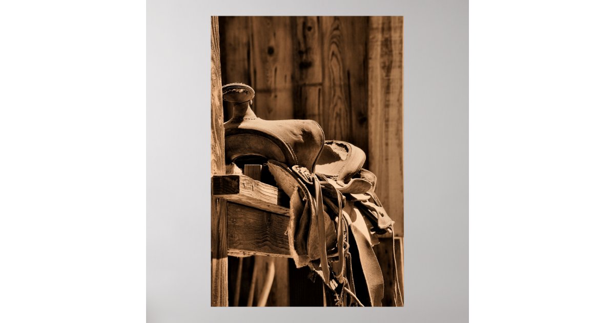 Old Saddle Canvas Poster | Zazzle