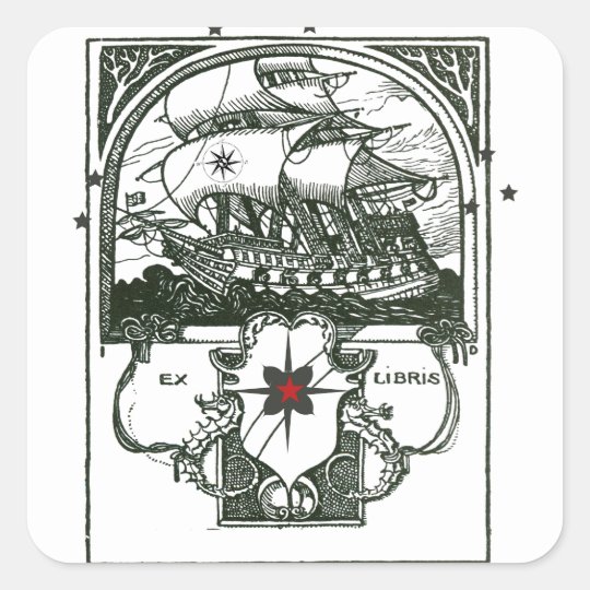 Old Sailing Ship Square Sticker | Zazzle.com