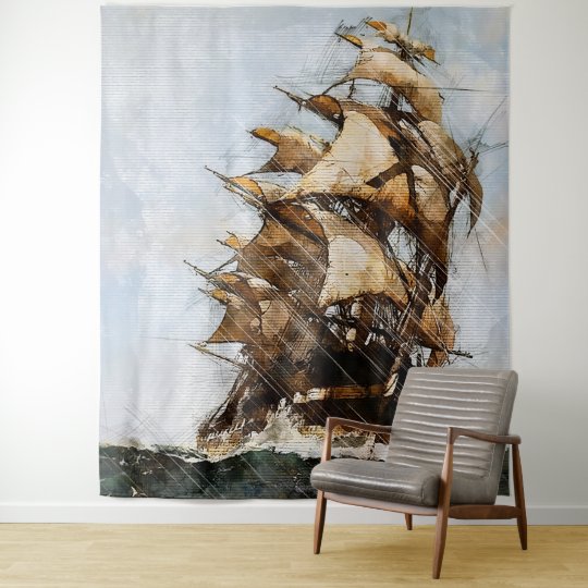Old sailing ship tapestry | Zazzle.com