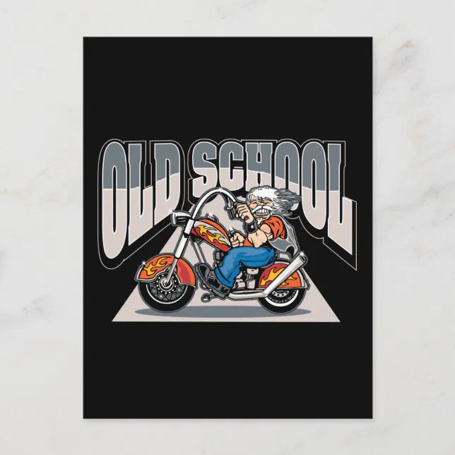 Old School Biker Postcard | Zazzle
