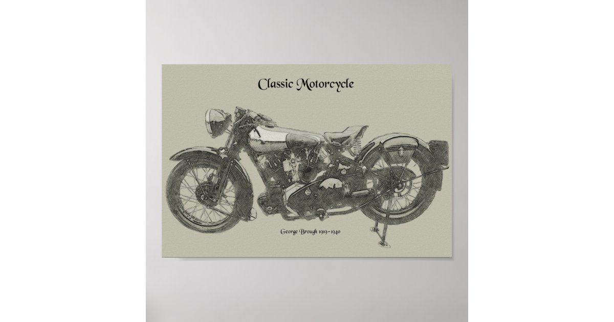 Old School classic motorcycle 1920s Poster | Zazzle