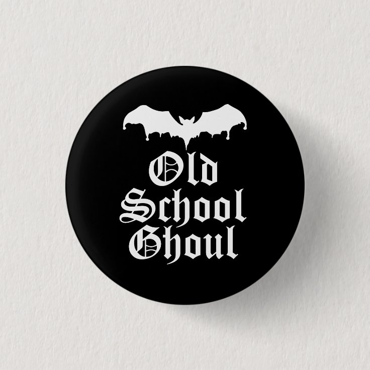 Old School Ghoul Goth Bat Button | Zazzle