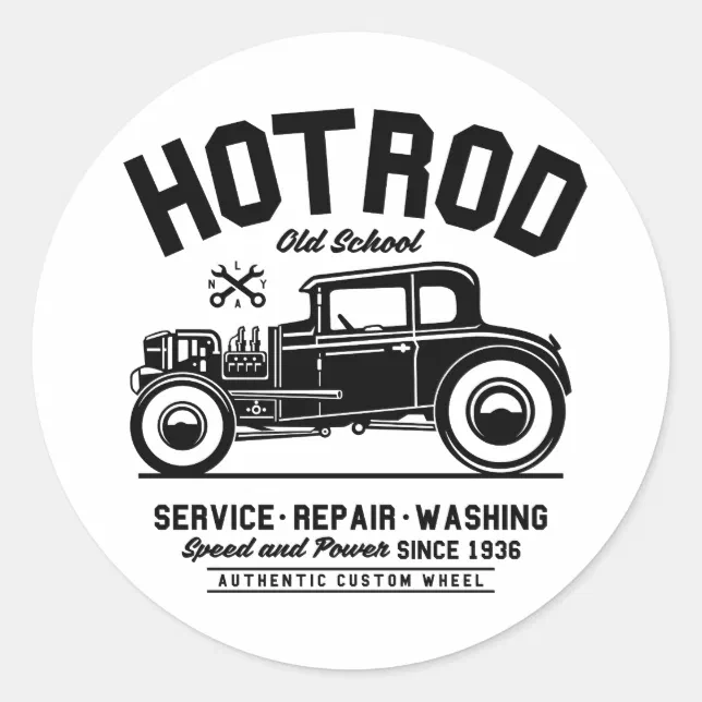 Old School Hot Rod Lovers Classic Round Sticker | Zazzle