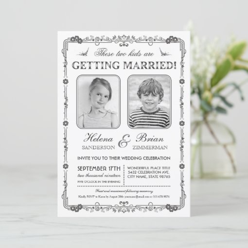 Old School Photos Wedding Invitation | Zazzle
