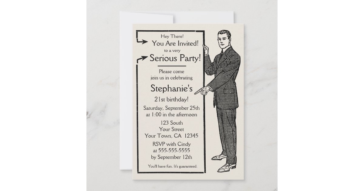 Old School Retro Guy Invitation | Zazzle