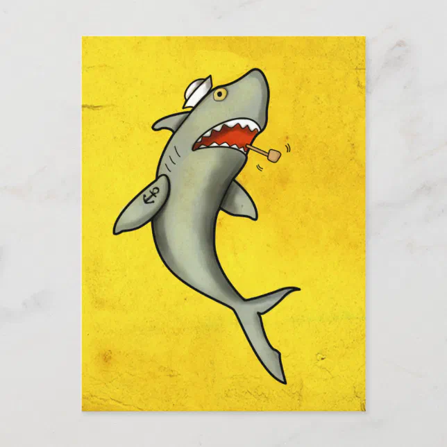 Old School Sailor Shark Postcard | Zazzle