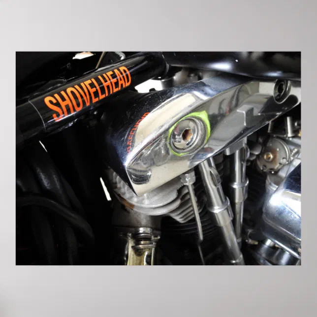 Old School Shovelhead Motorcycle Art Poster | Zazzle