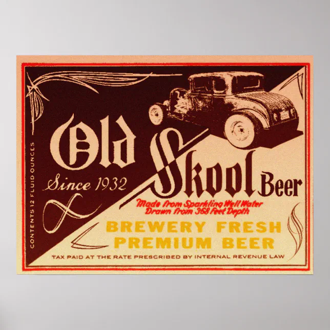 old skool beer poster | Zazzle