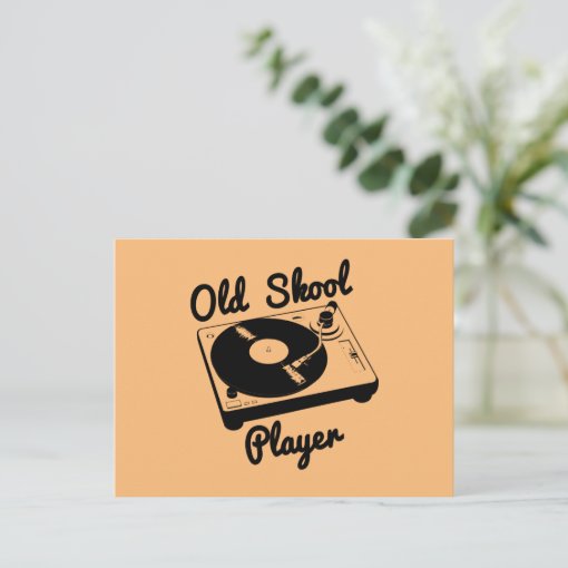 Old Skool Player Vinyl Record Turntable DJ Postcard | Zazzle