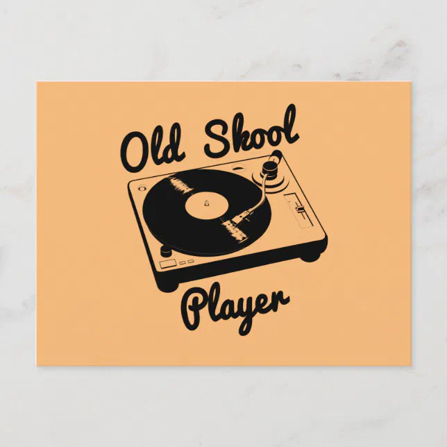 Old Skool Player Vinyl Record Turntable DJ Postcard | Zazzle