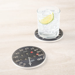 Old speedometer gauge from a vintage race car drink coaster | Zazzle